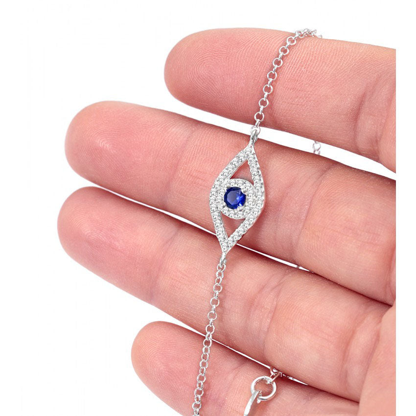 925 Sterling Silver Almond Shaped Evil Eye Bracelet – Delmasi