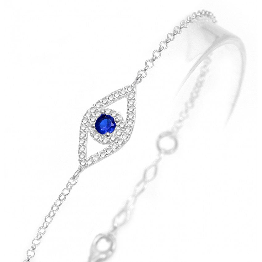 925 Sterling Silver Almond Shaped Evil Eye Bracelet – Delmasi